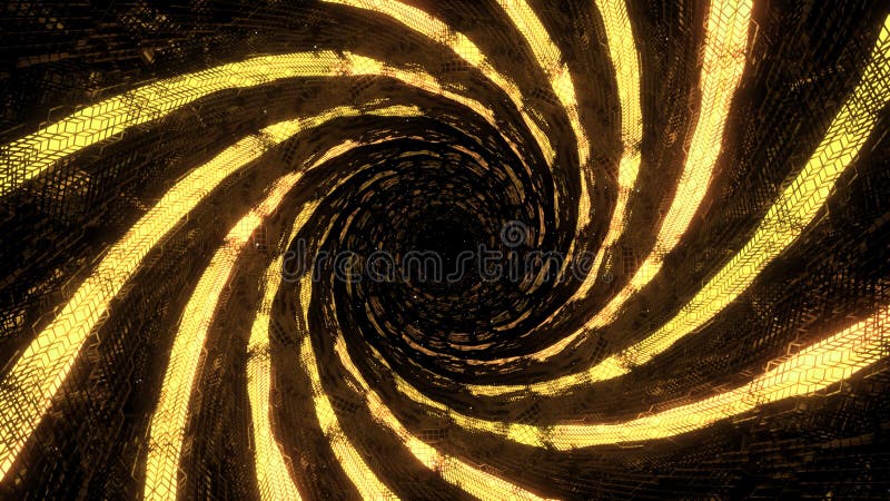 Fly through Mirror Tunnel with Technological Pattern. Design. 3D ...