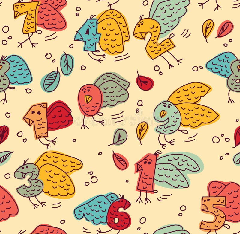 Fly Numbers Seamless Pattern Color Stock Vector - Illustration of ...