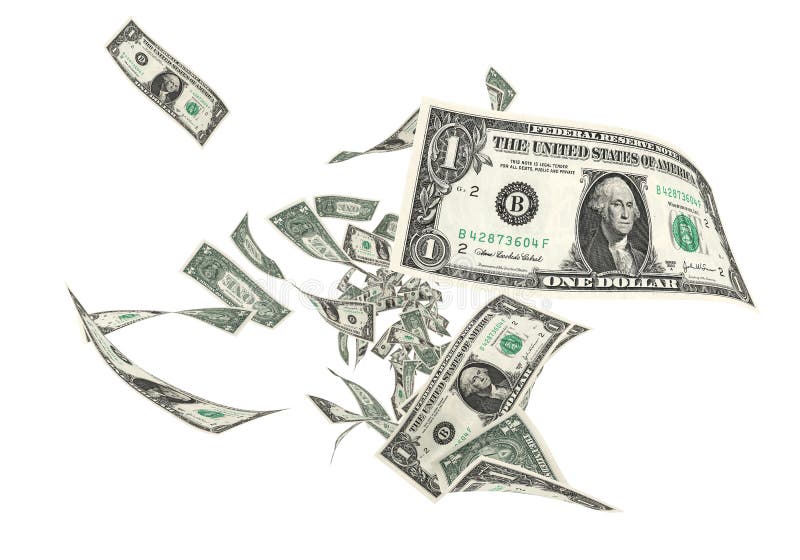 Fly One dollar banknotes stock illustration. Illustration of field ...