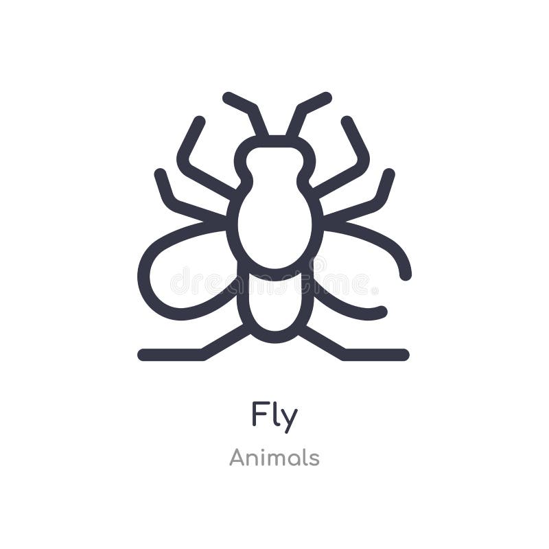 Fly Outline Icon. Isolated Line Vector Illustration from Animals ...