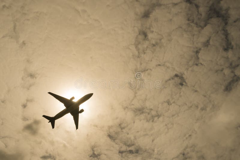 The Fly Over Airplane Passing the Sun Stock Image - Image of aeroplane ...
