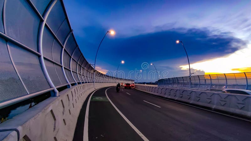 Fly over Cakung at sunsets editorial image. Image of road - 246525465