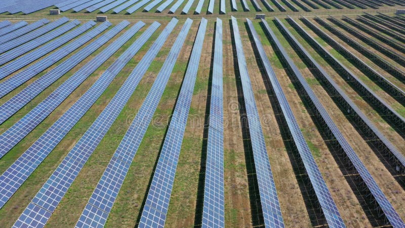 Fly Over Many Panels of Solar Cells Stock Video - Video of cells, farm ...