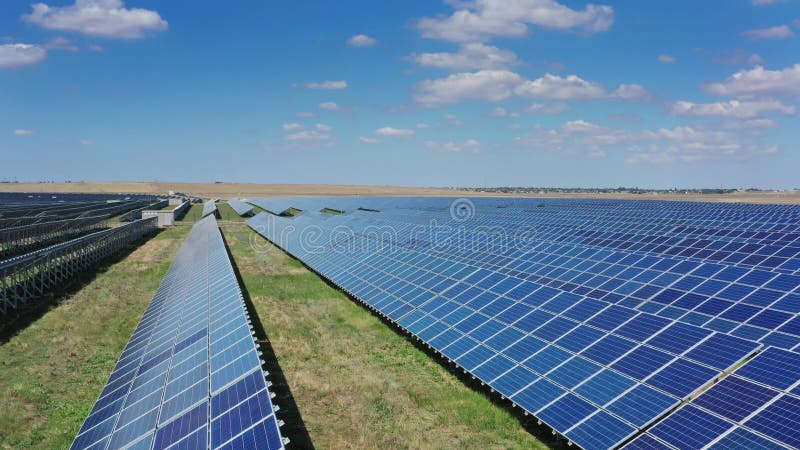 Fly Over Many Panels of Solar Cells Stock Video - Video of aerial ...