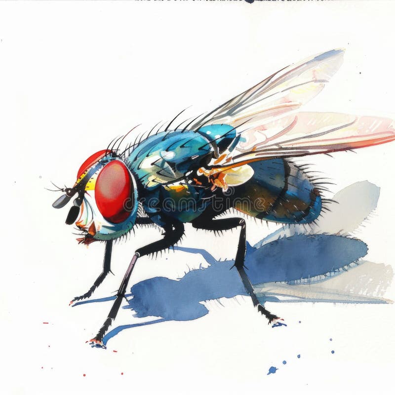 The Fly is Painted with a Brushstroke on a White Background Stock ...