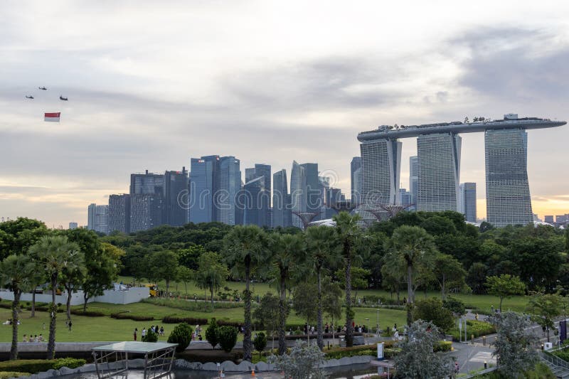 The Fly Past of the Singapore Flag during the National Day Parade ...