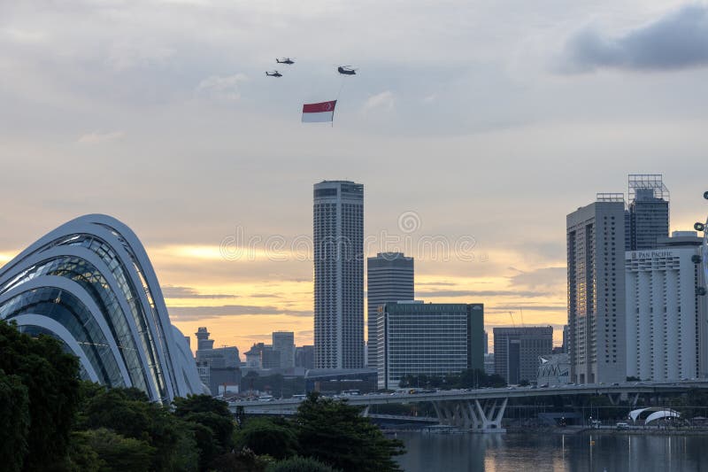 The Fly Past of the Singapore Flag during the National Day Parade ...