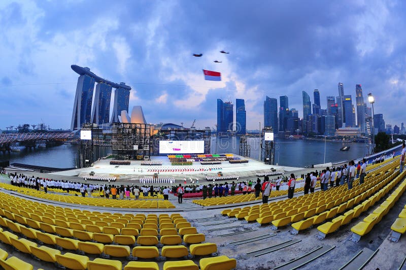 Chinook Flying Singapore Flag During NDP Editorial Stock Photo - Image ...