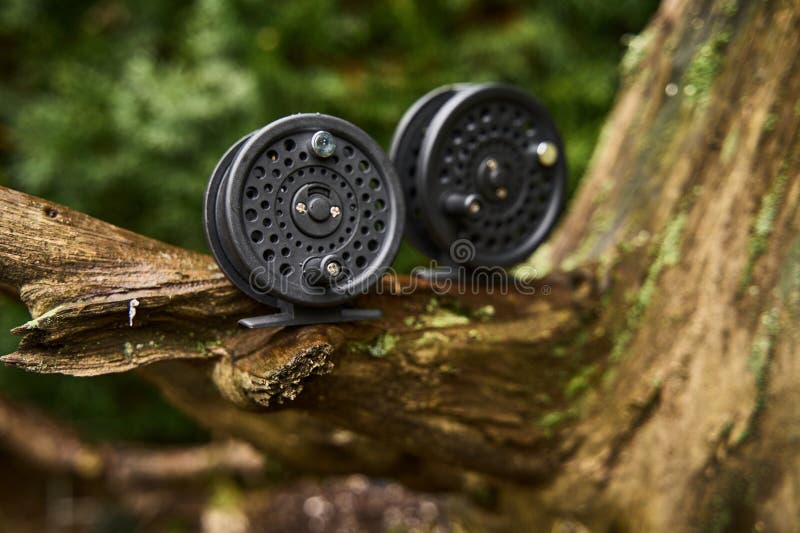 A Reel with a Movable Spool for Fly Fishing Stock Image - Image of line ...