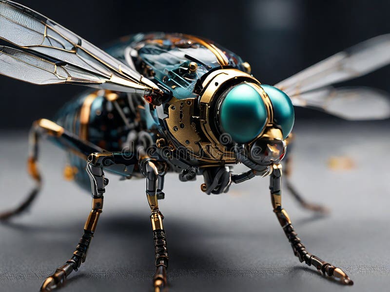 Fly Robot with Macro Photo Technique Stock Illustration - Illustration ...