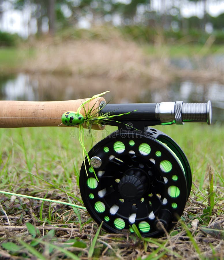 Fly Rod with Bass Popper stock image. Image of sport - 37625745