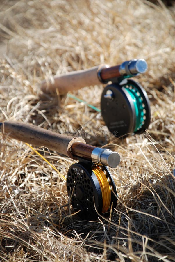 Fly rods in dry grass stock photo. Image of cork, flyfishing - 3679414