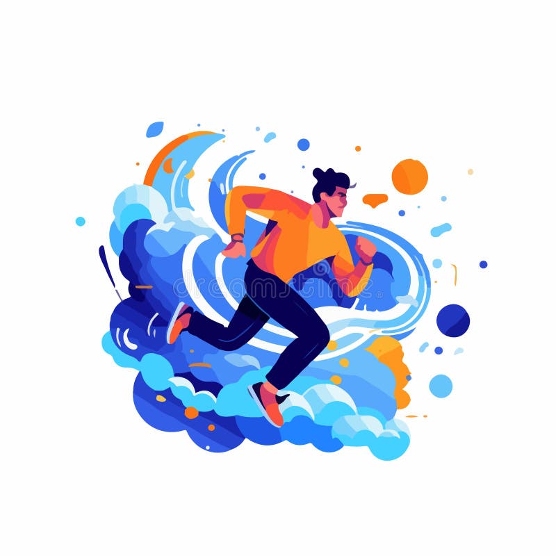 Fly and Run Flat Vector Character Vector Illustration Stock Vector ...