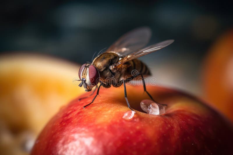 A Fly is Sitting on an Apple. Generative AI Technology Stock ...