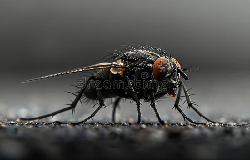 Fly is Sitting on the Ground. a Close Up of a Fly Stock Image - Image ...