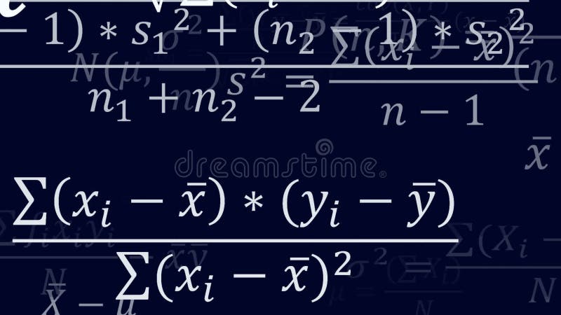 Mathematical Formulas on Black Background. Animation. Mathematical ...