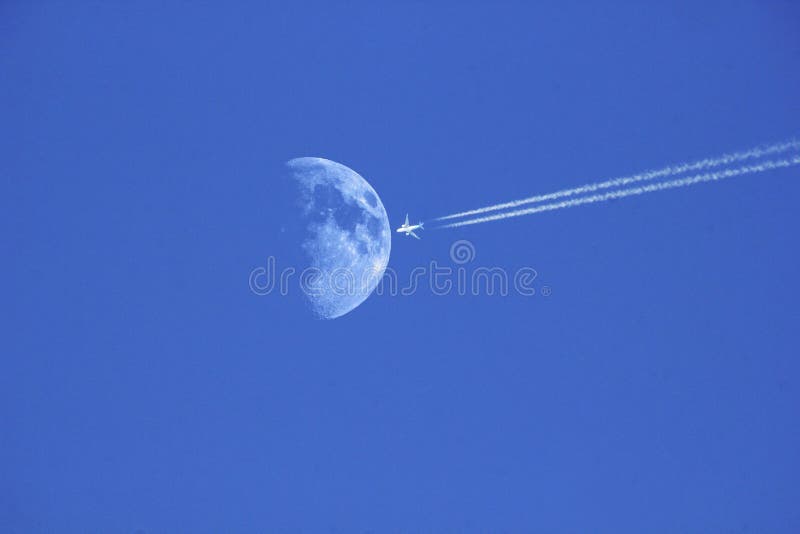 Fly to the moon stock photo. Image of blue, passer, cosmos - 71112980