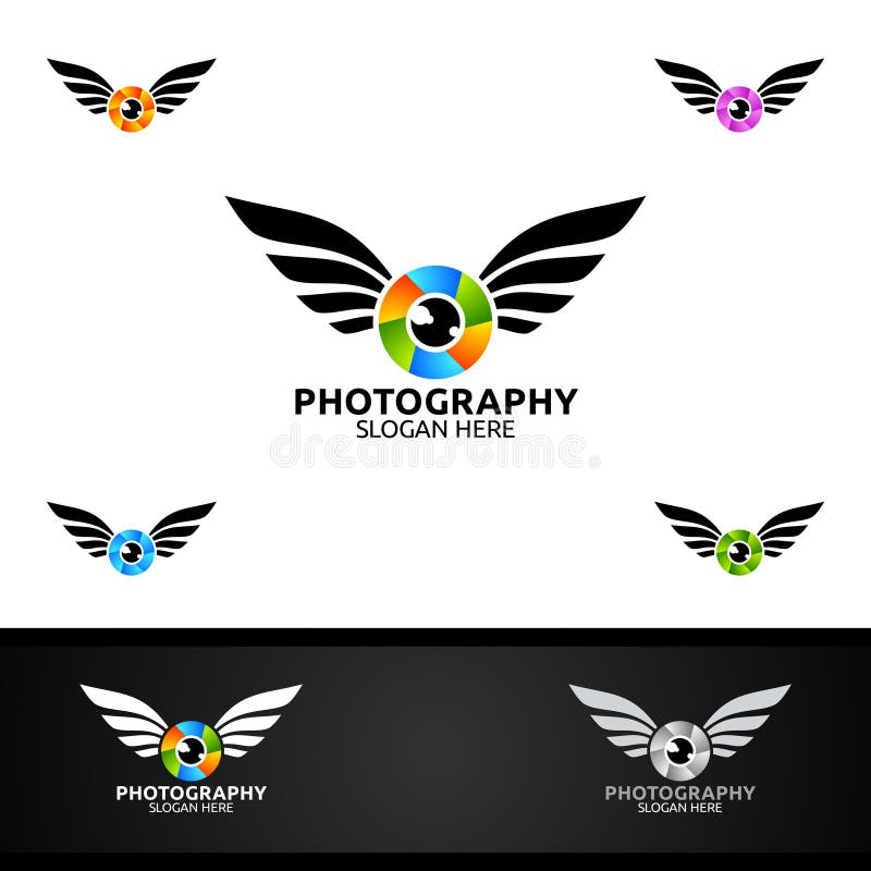 Fly Wing Camera Photography Logo Icon Vector Design Template Stock ...