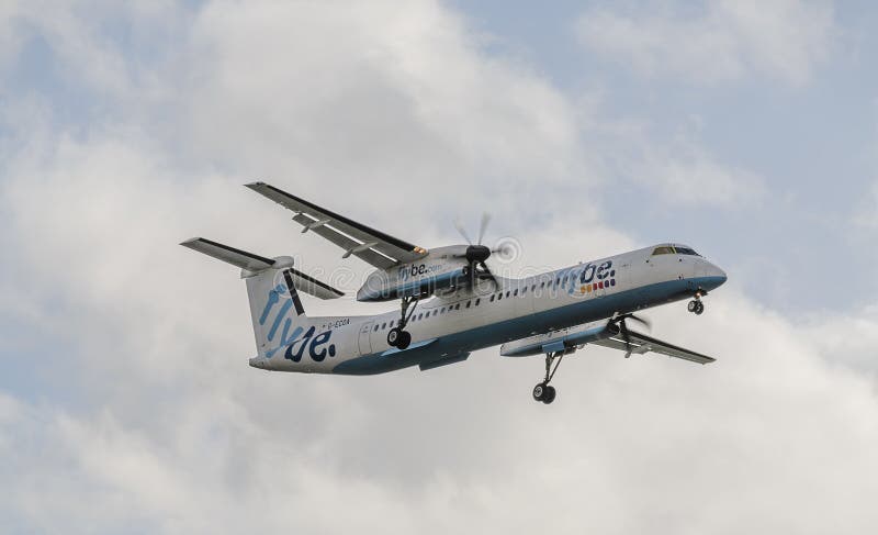 Flybe Prop Aircraft Landing at Heathrow Editorial Image - Image of prop ...
