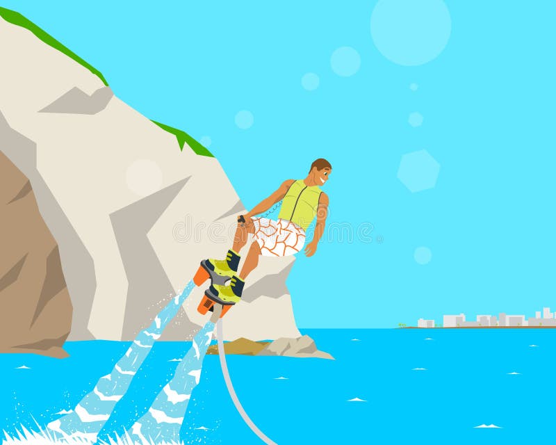 Flyboard vector illustratie. Illustration of stad, strand - 71923616