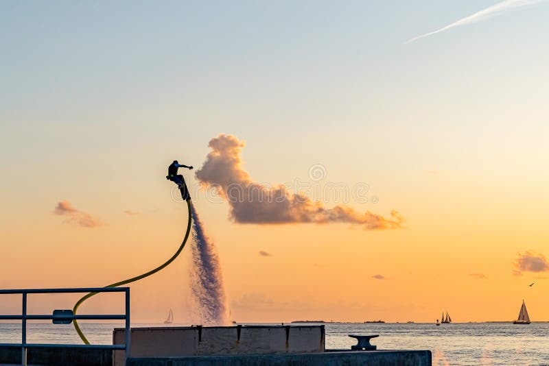 Flyboard Extreme, Man Flyboarding at Sunset, Key West South Florida ...