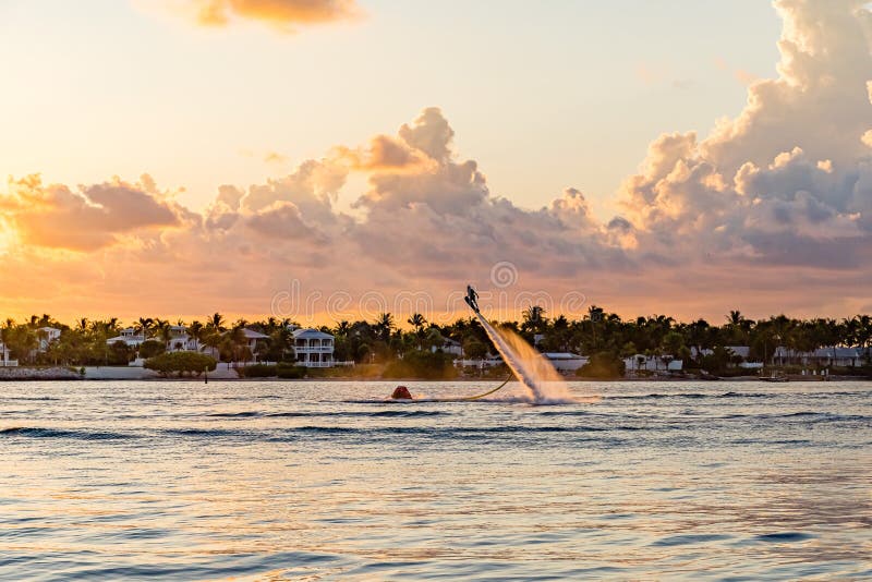 Flyboard Extreme, Man Flyboarding at Sunset, Key West South Florida ...