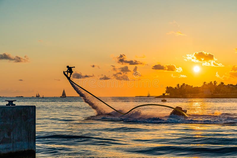 Flyboard Extreme, Man Flyboarding at Sunset, Key West South Florida ...