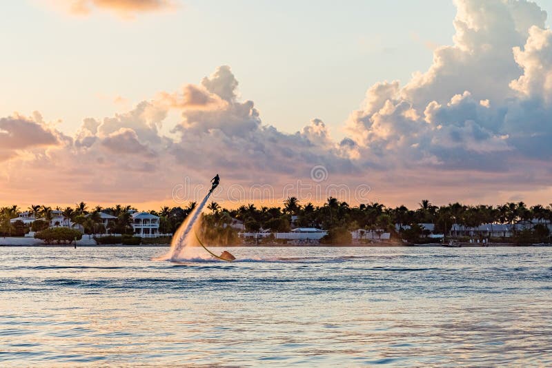 Flyboard Extreme, Man Flyboarding at Sunset, Key West South Florida ...