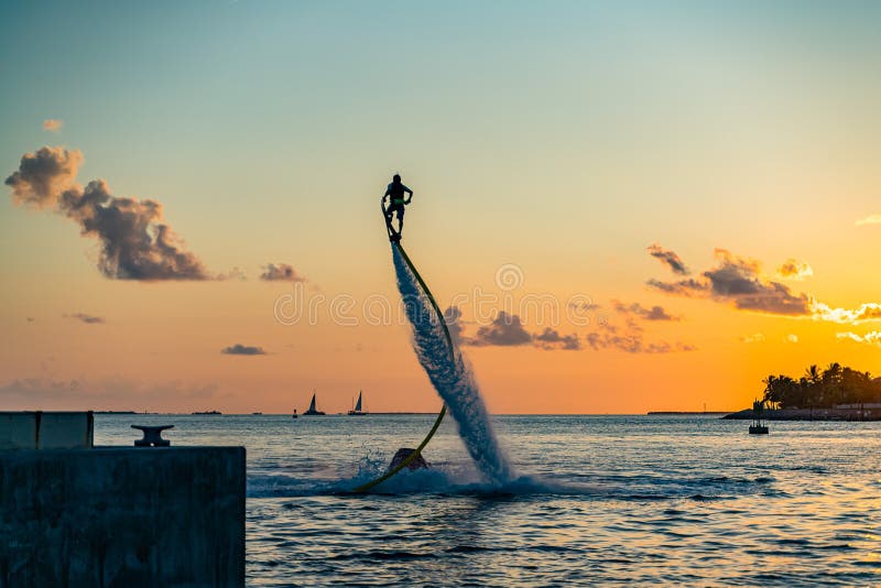 Flyboard Extreme, Man Flyboarding at Sunset, Key West South Florida ...