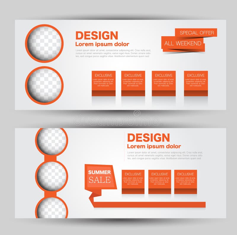 Flyer Banner or Web Header Template Set. Vector Illustration Promotion ...