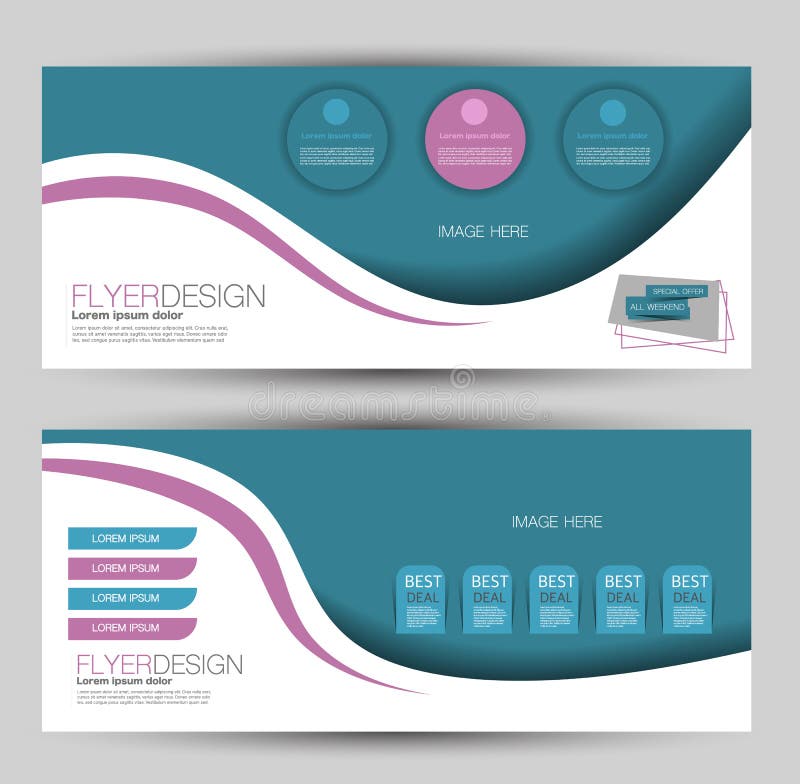 Flyer Banner or Web Header Template Set. Vector Illustration Promotion ...