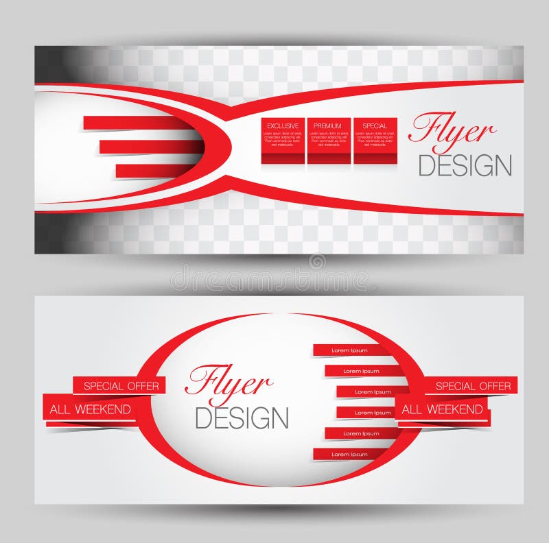 Flyer Banner or Web Header Template Set. Vector Illustration Promotion ...