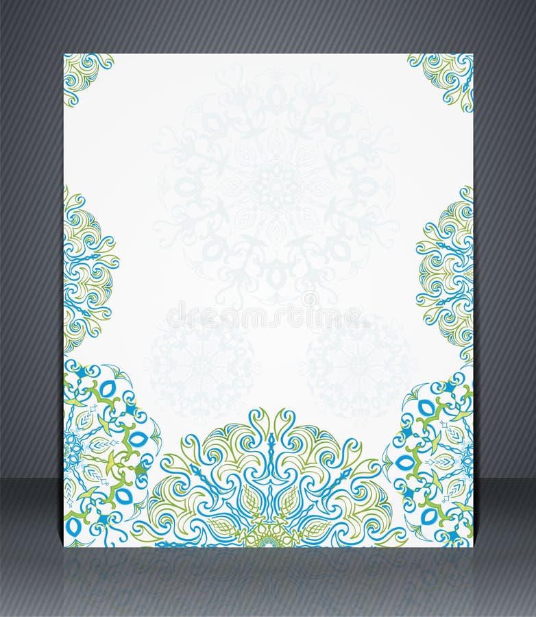 Flyer, Brochure or Cover Layout Design Template with Floral Pattern ...