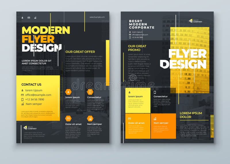 Flyer Design. Dark Yellow Modern Flyer Background Design. Template ...