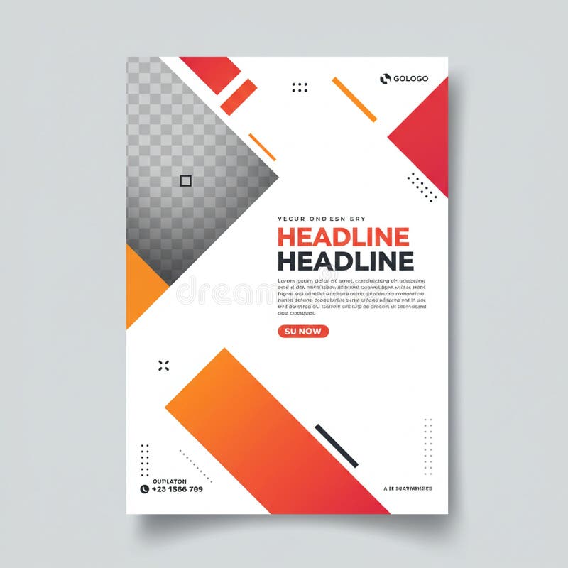 Flyer Design Features a Modern, Geometrical Layout with Red, Orange ...