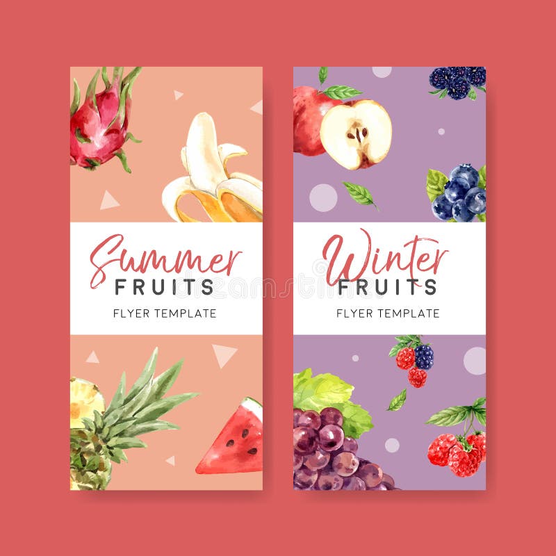 Flyer Design with Fruits Theme, Creative Summer Winter Vector ...