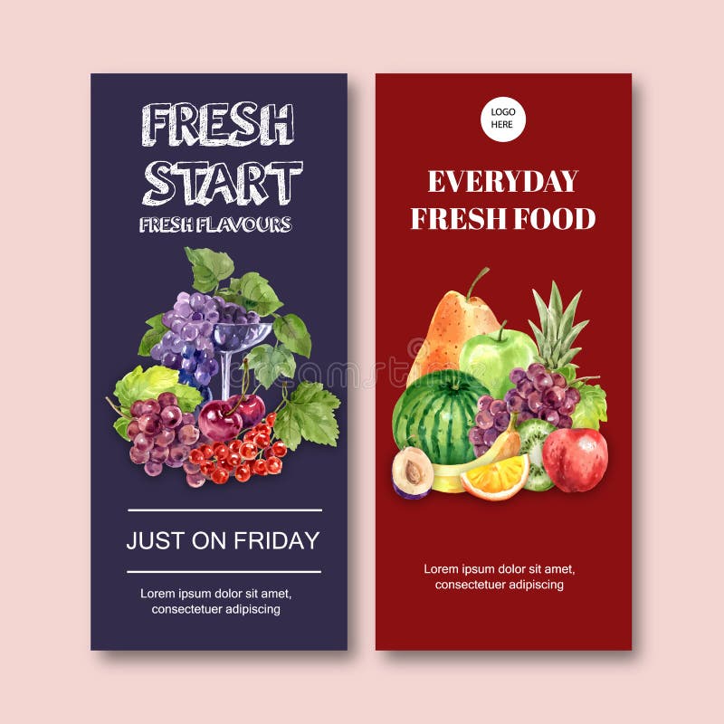 Flyer Design with Various Fruits, Creative Colorful Illustration ...