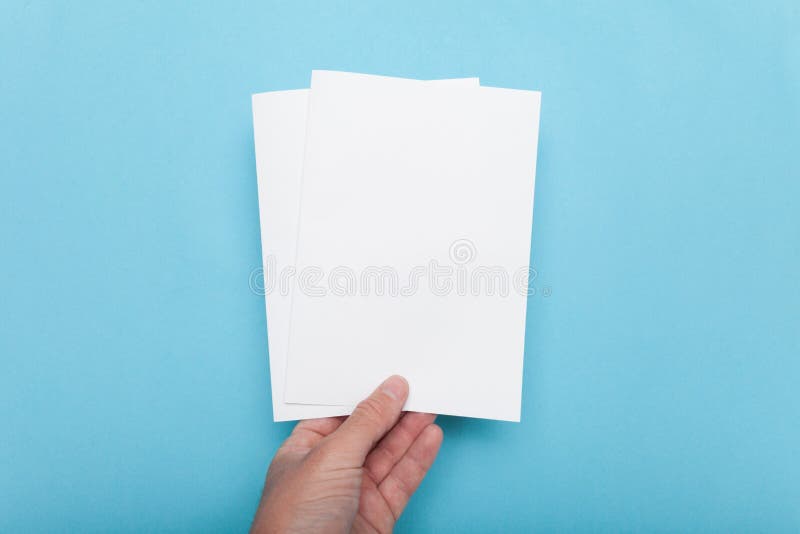 A5 Flyer Mockup Paper Brochure in Hand Stock Image - Image of book ...
