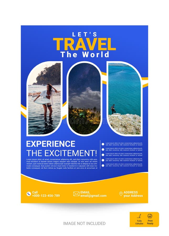 Let S Travel the World Experience the Excitement Call Email Flyer Stock ...