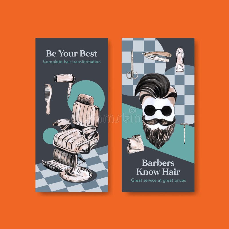 Flyer Template with Barber Concept Design for Brochure and Leaflet ...