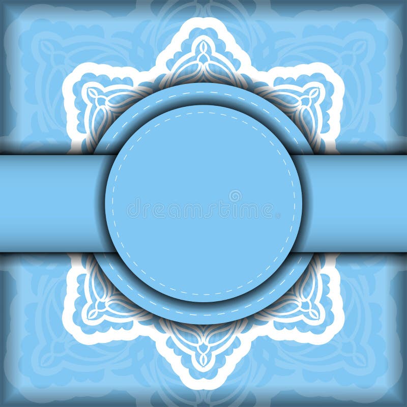 Flyer Template in Blue Color with Abstract White Ornament for Your ...