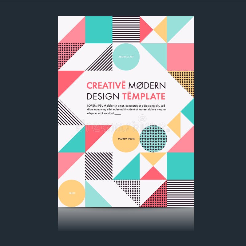 Flyer Template with Geometric Shapes and Patterns, 80s Memphis ...