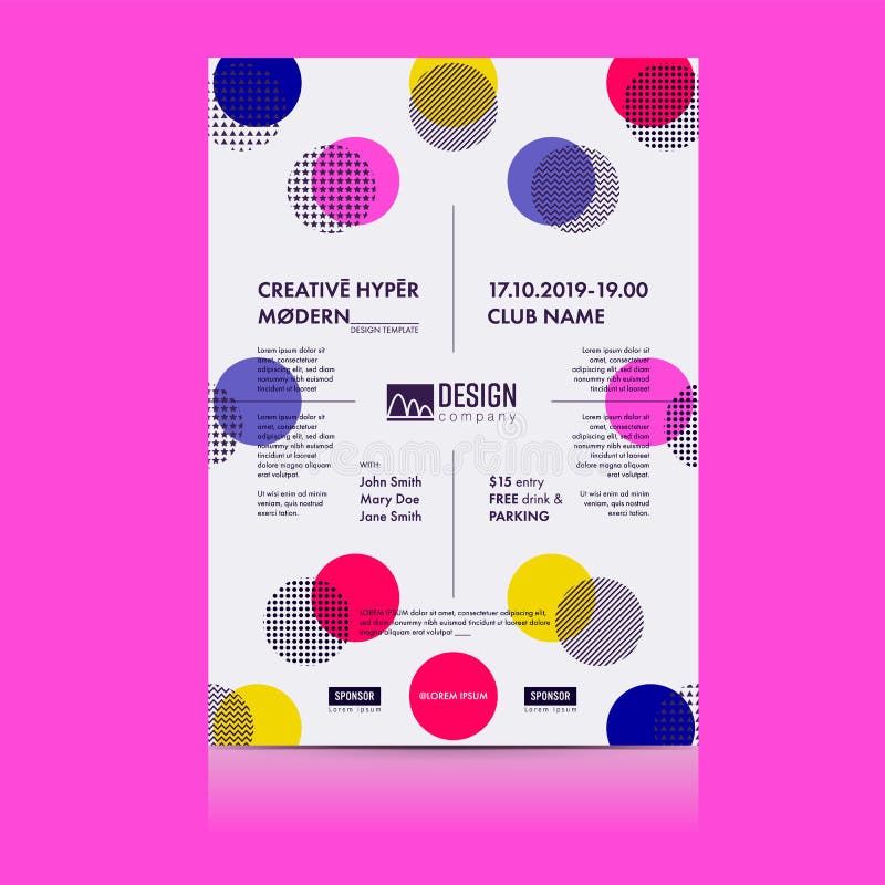 Flyer Template with Geometric Shapes and Patterns, 80s Memphis ...