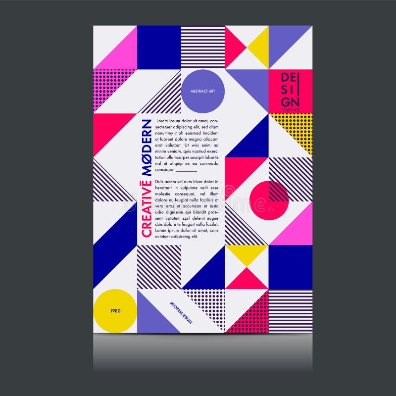 Flyer Template with Geometric Shapes and Patterns, 80s Memphis ...