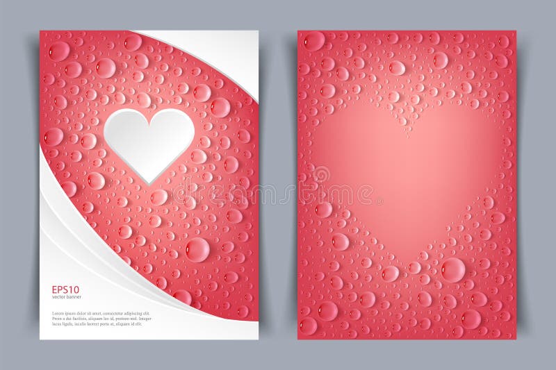 Flyer Template with Heart and Drops on Red Background. Stock Vector ...