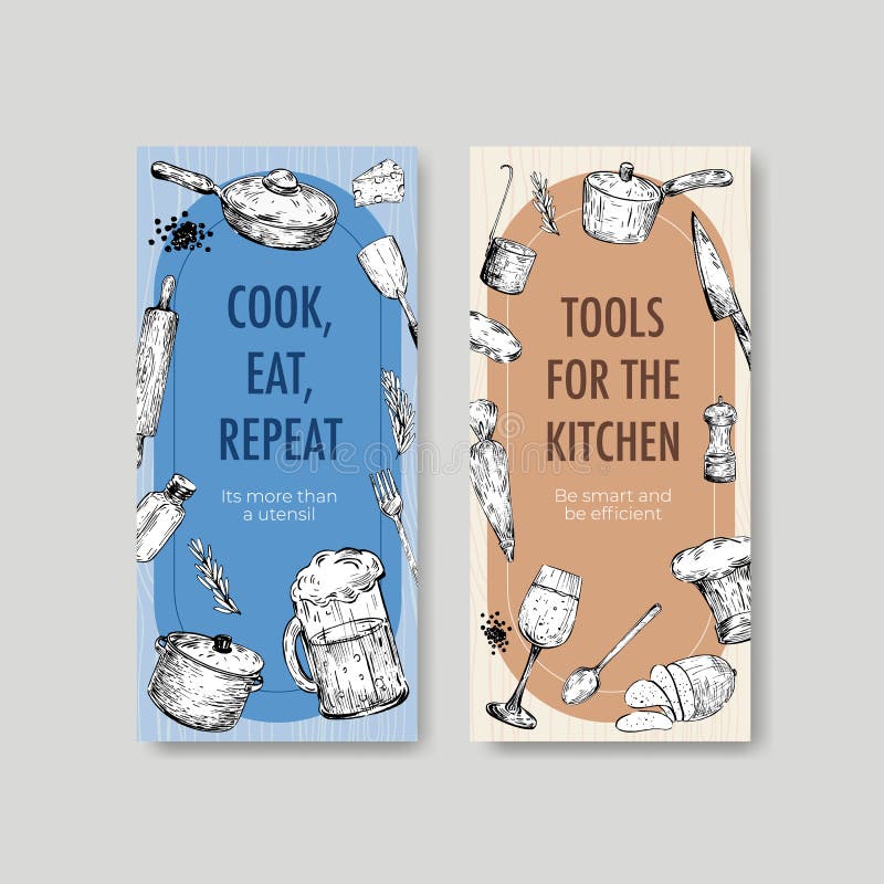 Flyer Template with Kitchen Appliances Concept Design for Brochure ...