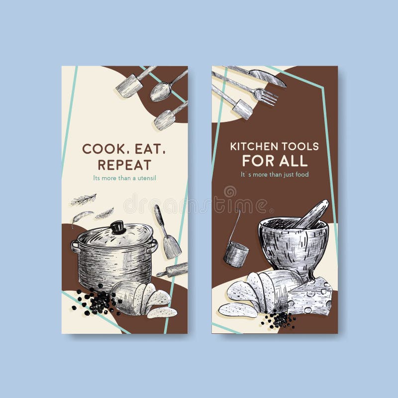 Flyer Template with Kitchen Appliances Concept Design for Brochure ...