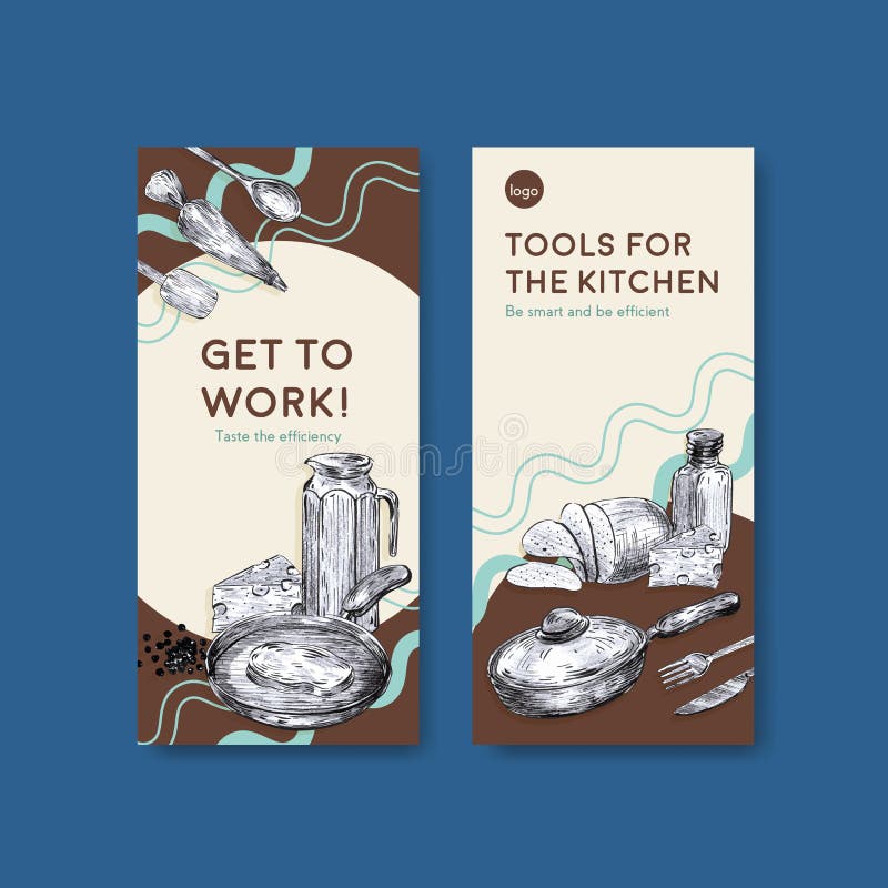 Flyer Template with Kitchen Appliances Concept Design for Brochure ...