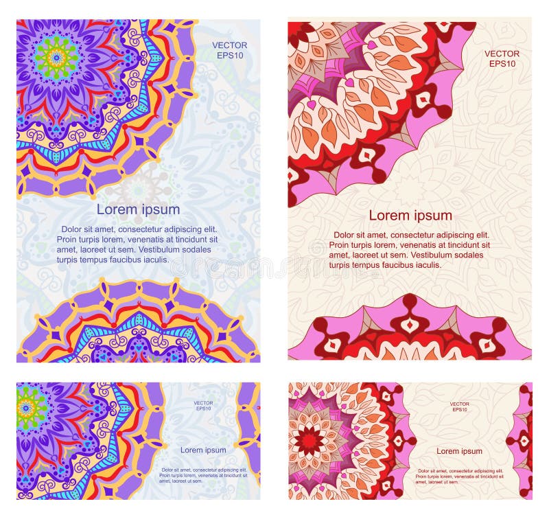 Flyer Template, Postcard, Booklet, Colorful Bright Mandala on a Faded ...