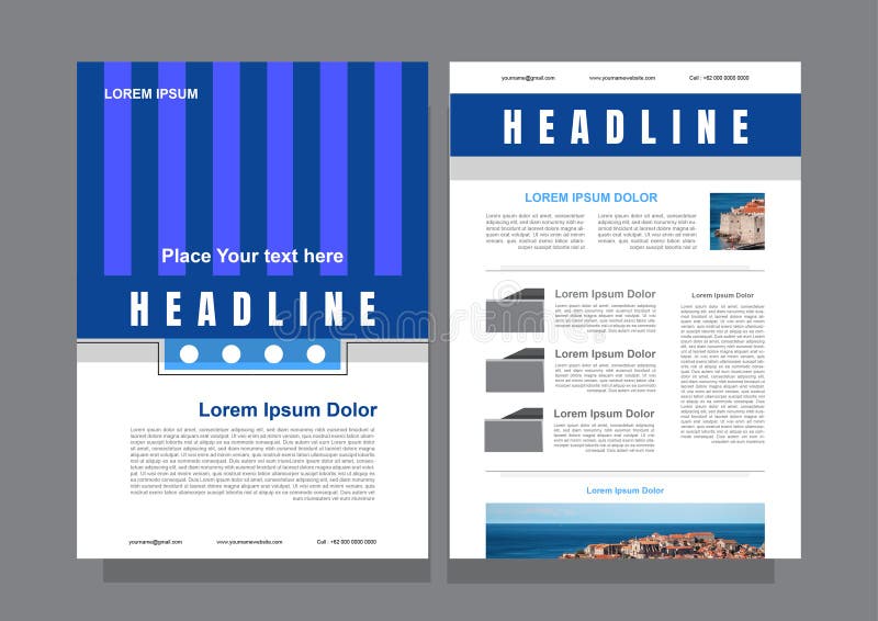 Flyer Template with Two Blue Colors and a Rectangular Shape Stock ...